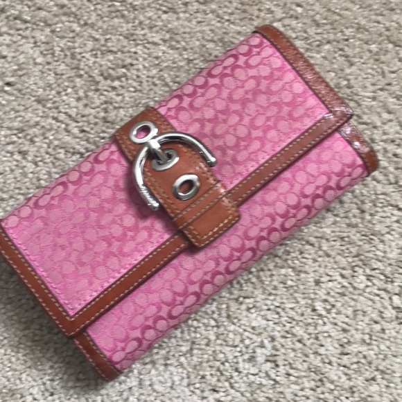 Coach | Bags | Pink Brown Coach Wallet | Poshmark